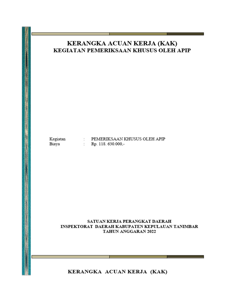 Kak Pemeriksaan Khusus | PDF | Pengelolaan Keuangan & Uang