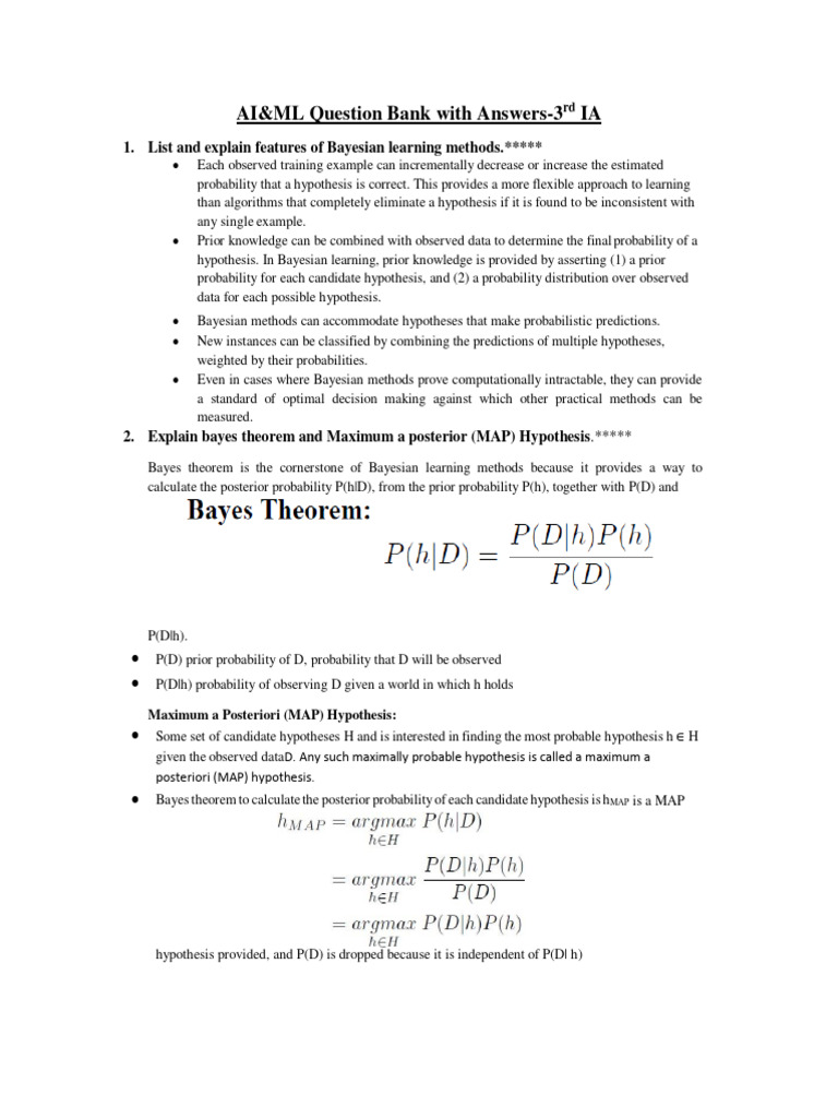 AI&ML-Q With Answer | Download Free PDF | Bayesian Network | Bayesian Inference