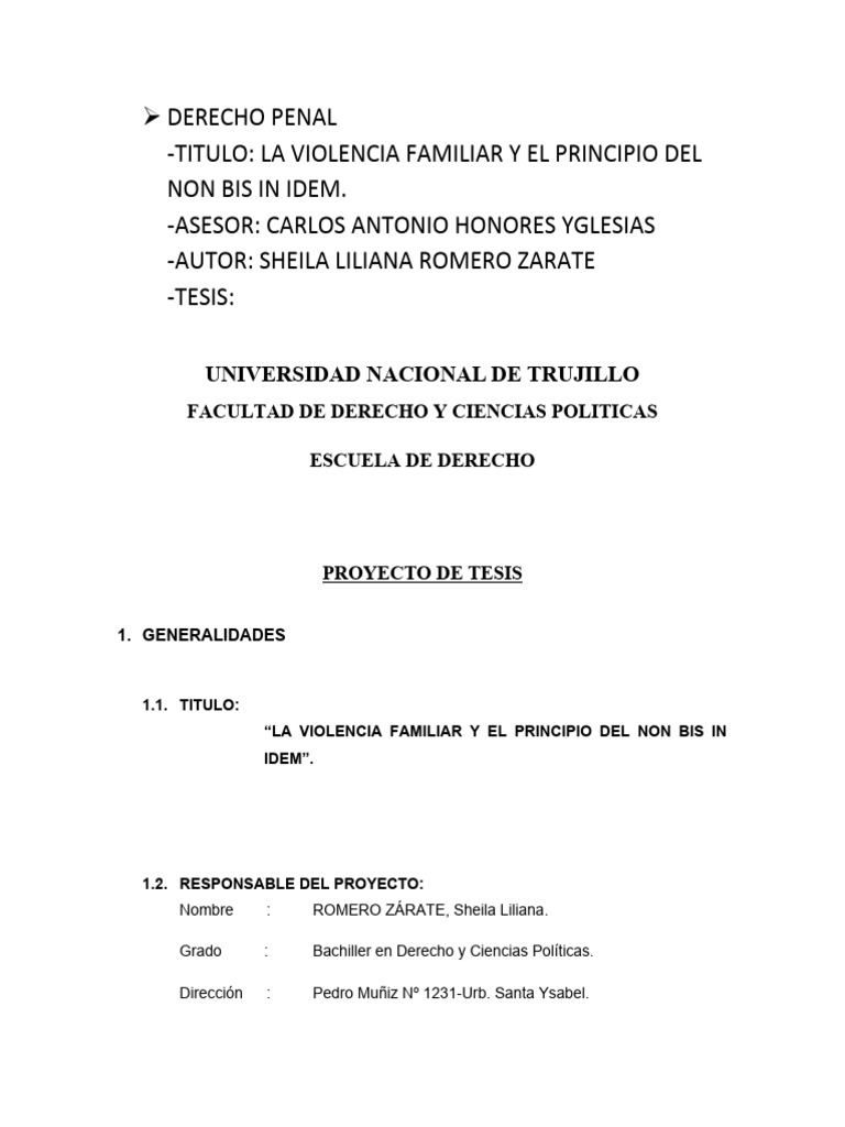 La Violencia Familiar y El Principio Del Non Bis in Idem | PDF ...