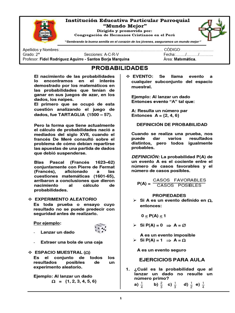 Tema 01 Probabilidades | Descargar gratis PDF | Probabilidad | Teoría de probabilidad