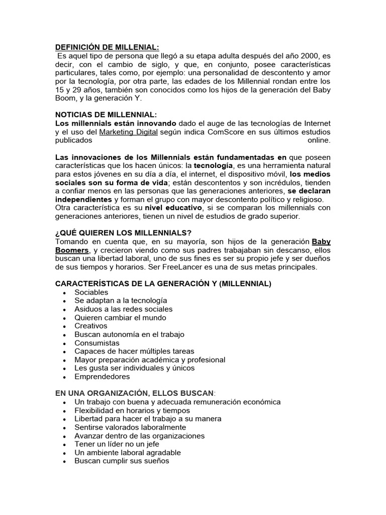 Ejercicio Texto Millennials Ciap 5 | PDF | Millennials | Internet Ejercicio Texto Millennials Ciap 5 | PDF | Millennials | Internet