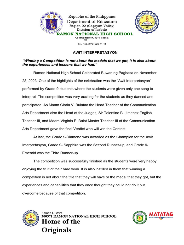 Awit Interpretasyon Narrative | PDF | Government | Philippines