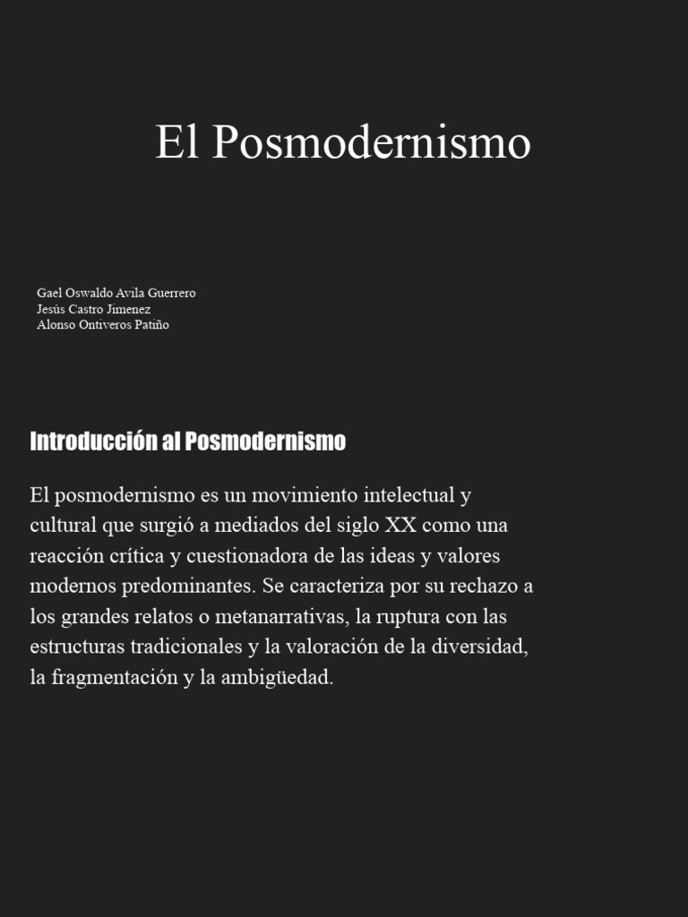 Introducción al Posmodernismo | PDF | Literatura posmoderna | Las artes