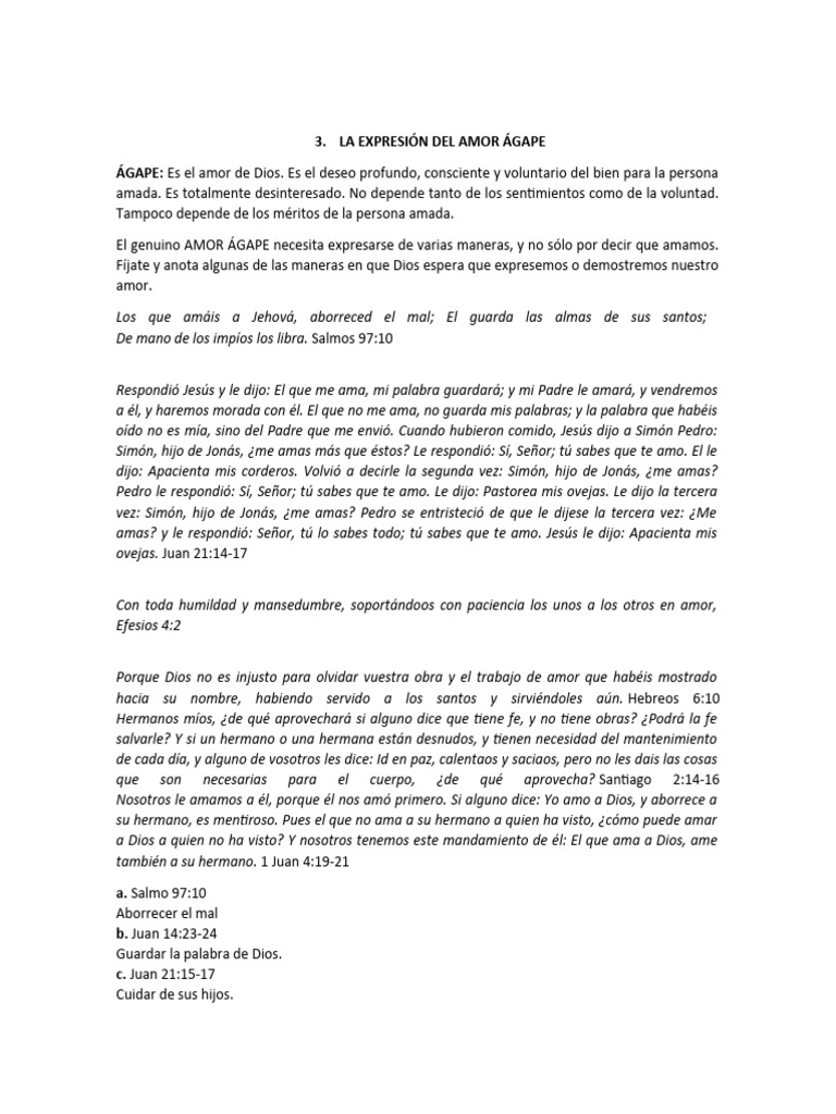 3. LA EXPRESIÓN DEL AMOR ÁGAPE | PDF | Amor | Contenido bíblico