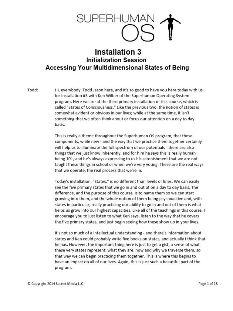 01 Superhuman OS - Installation 3 - Initialization Module | PDF | Soul | Enlightenment In Buddhism