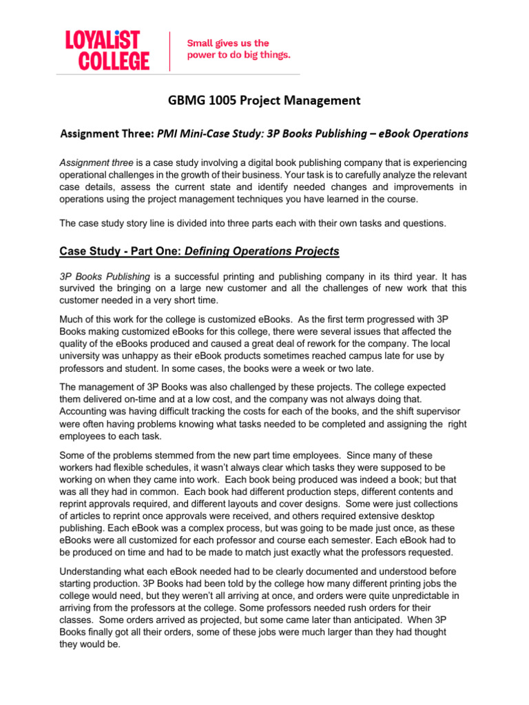 PM - A3 - 3P Books Publishing - Ebook Operations Project - Case Study | PDF | Project Management ...