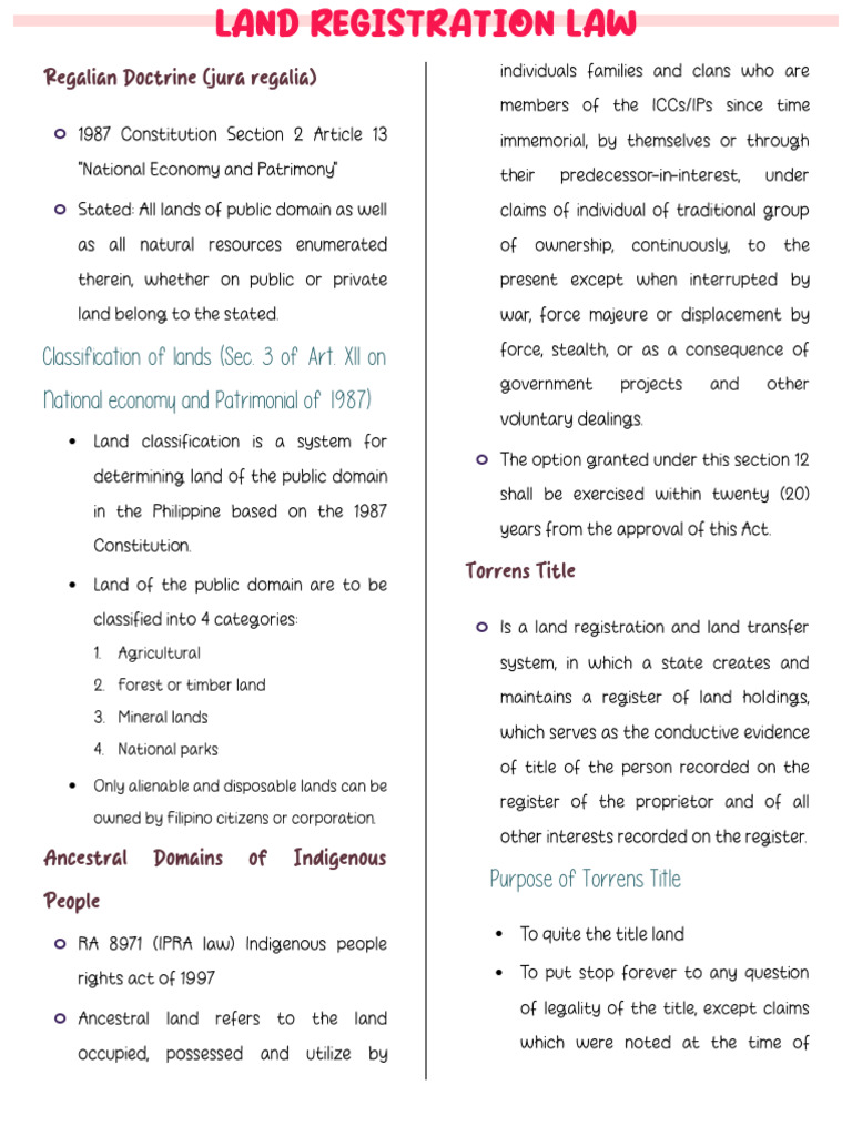 Overview of Land Registration Laws | PDF | Law And Economics ...