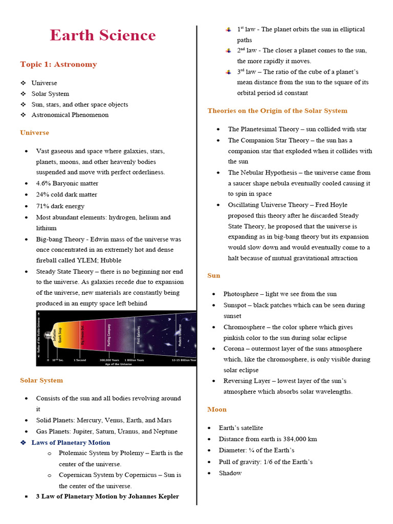 Earth Science Reviewer | PDF | Plate Tectonics | Sun