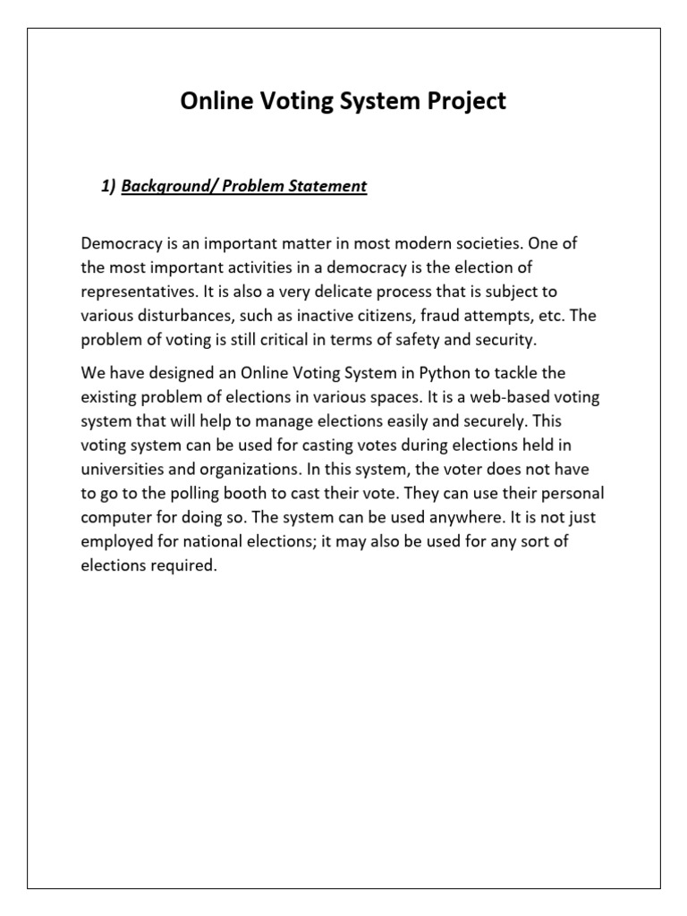 Online Voting System Project | Download Free PDF | Elections | Voting