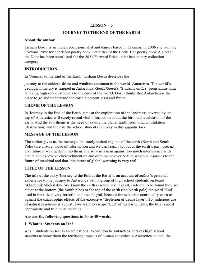 Journey To The End of The Earth | PDF | Antarctica | Earth