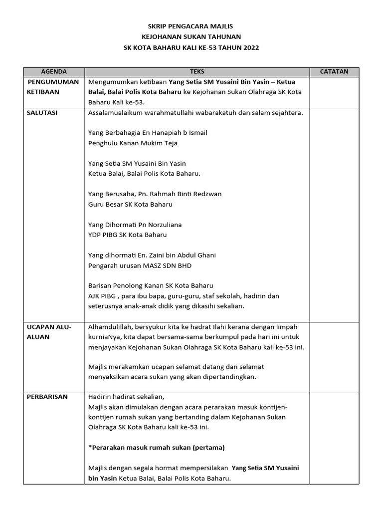 Skrip Pengacara Majlis | PDF