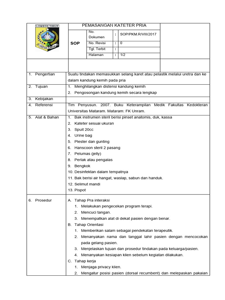 Sop Pemasangan Kateter Pria | PDF