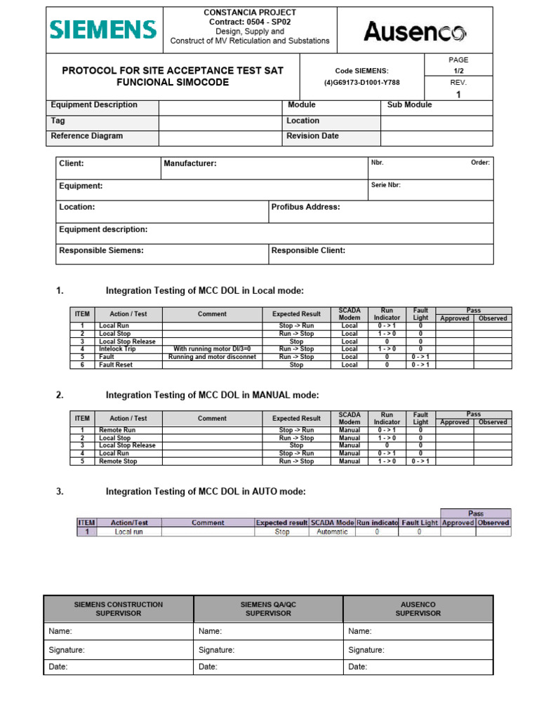 G69173-D1001-Y788 - Protocolo SAT Functional SIMOCODE - REV1 | PDF ...