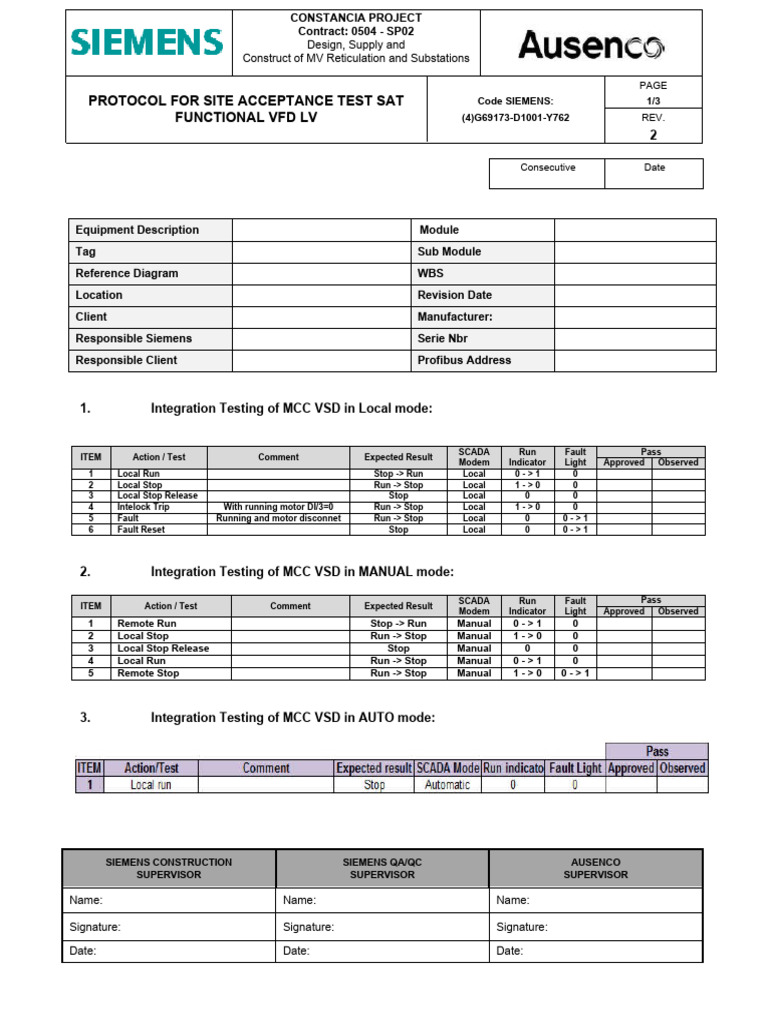 G69173-D1001-Y762 - Protocolo SAT Functional VDF LV - REV2 | PDF | Systems Engineering ...