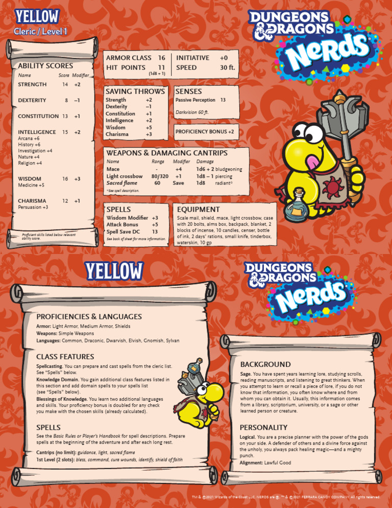 DND-NERDS Yellow Cleric | PDF