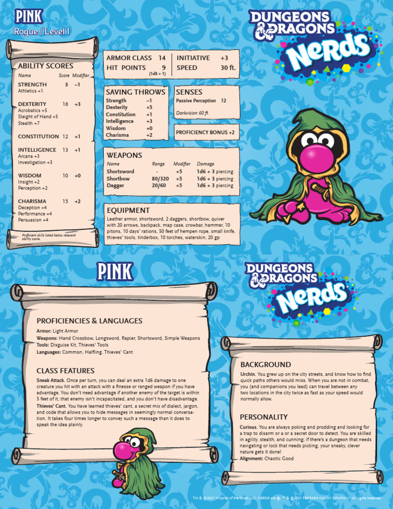 DND Nerds Pink Rogue | PDF | Gary Gygax Games | Dungeons & Dragons