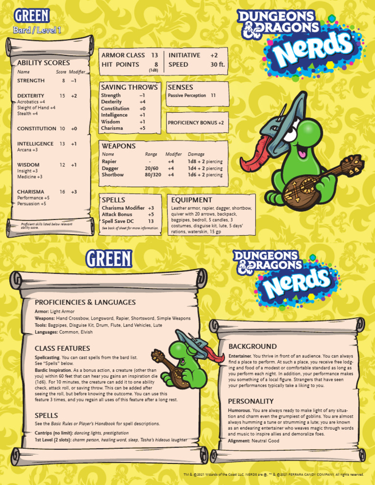 DND-NERDS-Green Bard | PDF | Fantasy Role Playing Games | Dungeons ...