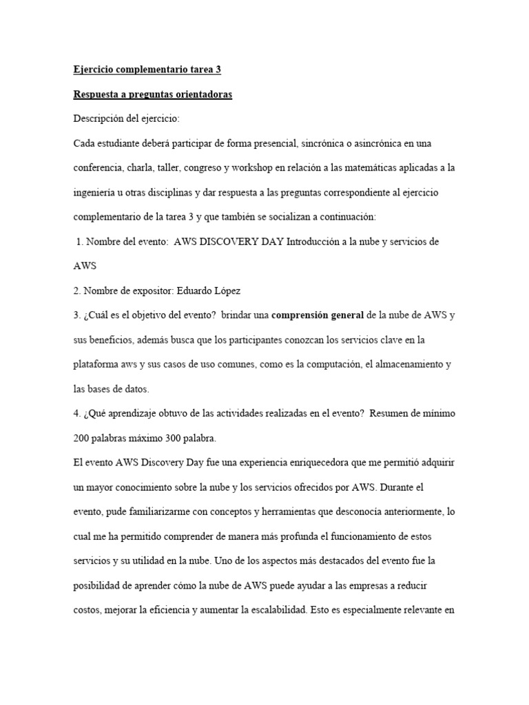 Ejercicio Complementario Tarea 3 | PDF