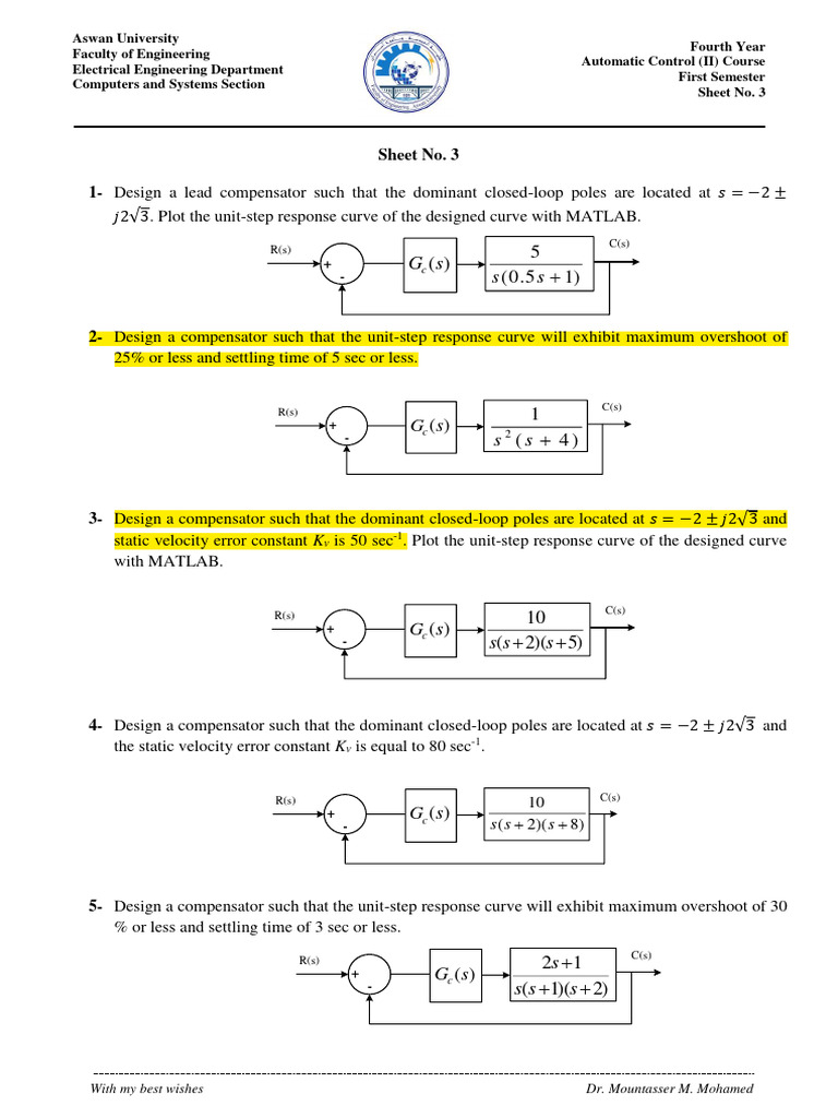 Sheet 3 | PDF | Electrical Engineering | Systems Engineering