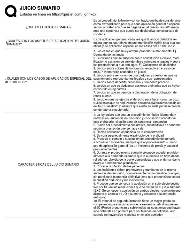 Juicio Sumario | Descargar gratis PDF | Sentencia (ley) | Demanda judicial