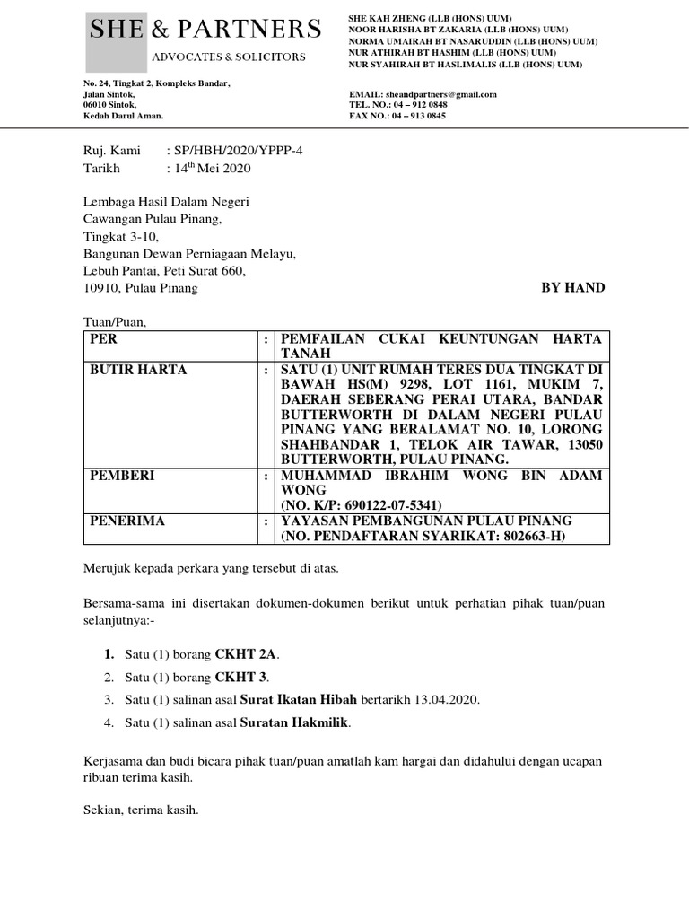 Surat LHDN Sample | PDF