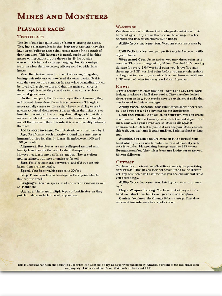 Mines and Monsters, A Minecraft D&D 5e Supplement - GM Binder | PDF