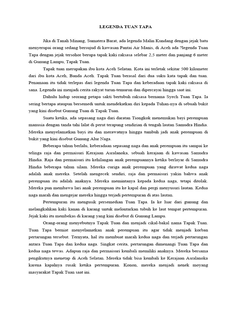 Legenda Tuan Tapa | PDF
