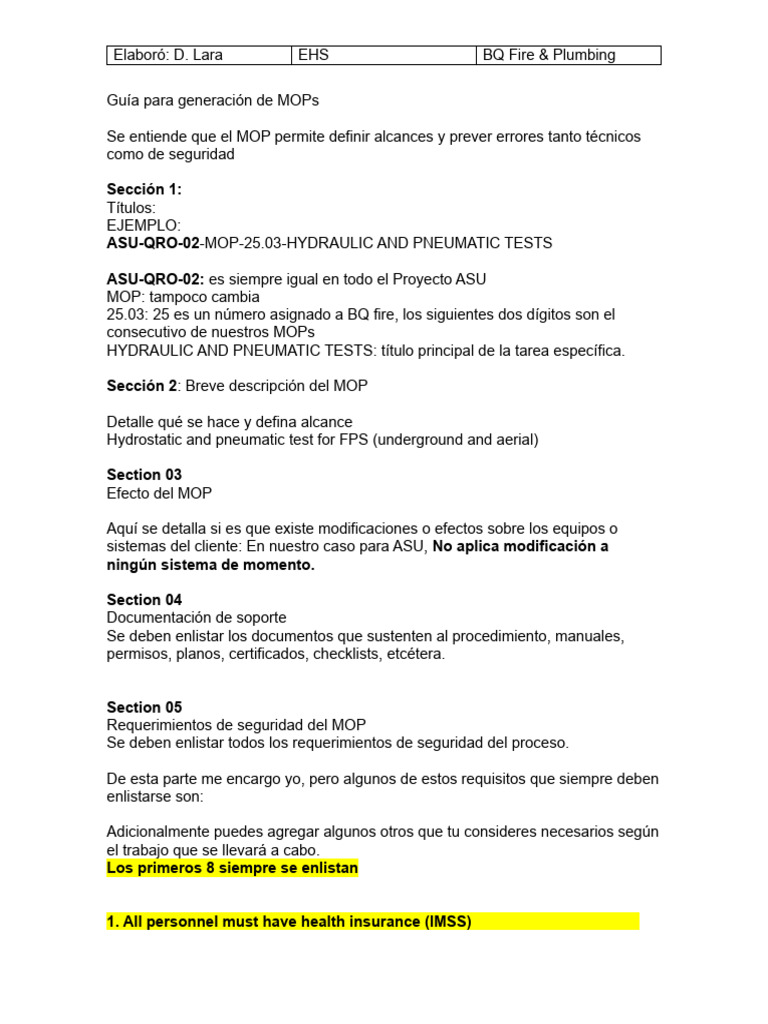 Guía para Generación de MOPs | PDF