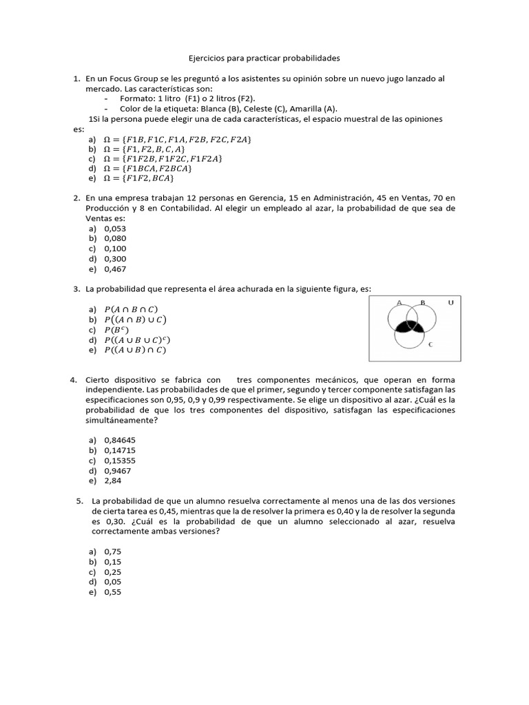 EST Ejercicios Probabilidades - Rptas | PDF | Probabilidad
