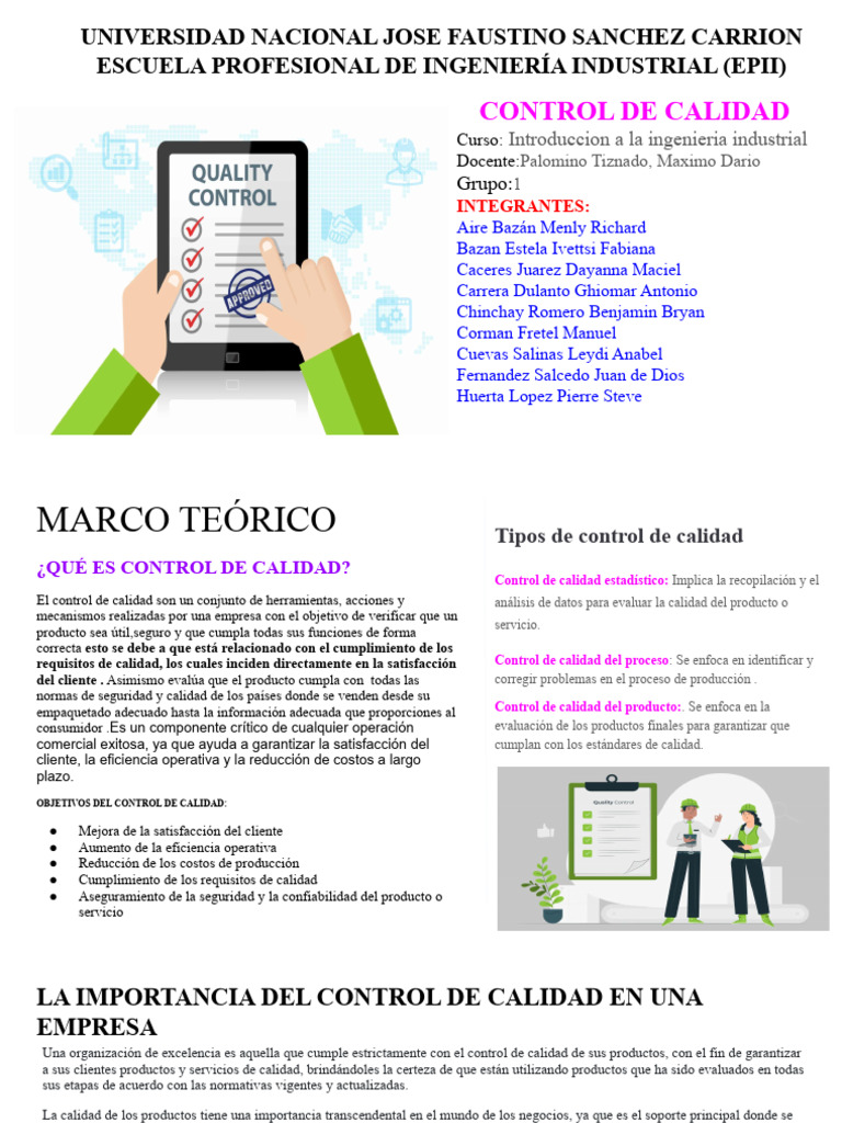 Control de Calidad GRUPO1 | PDF | Calidad (comercial) | café