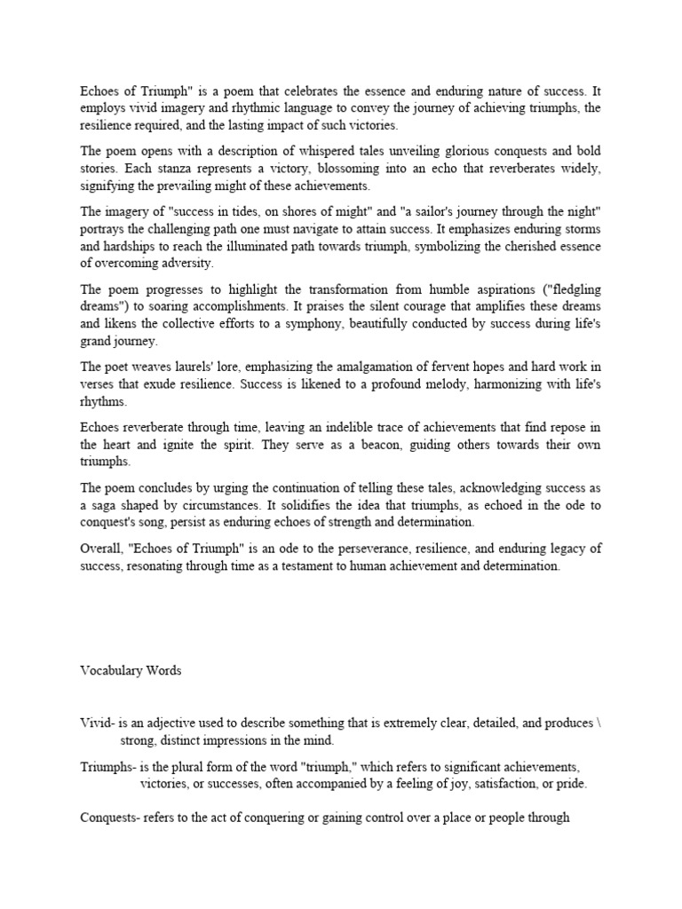 Echoes of Triump EXPLANATION | PDF | Poetry