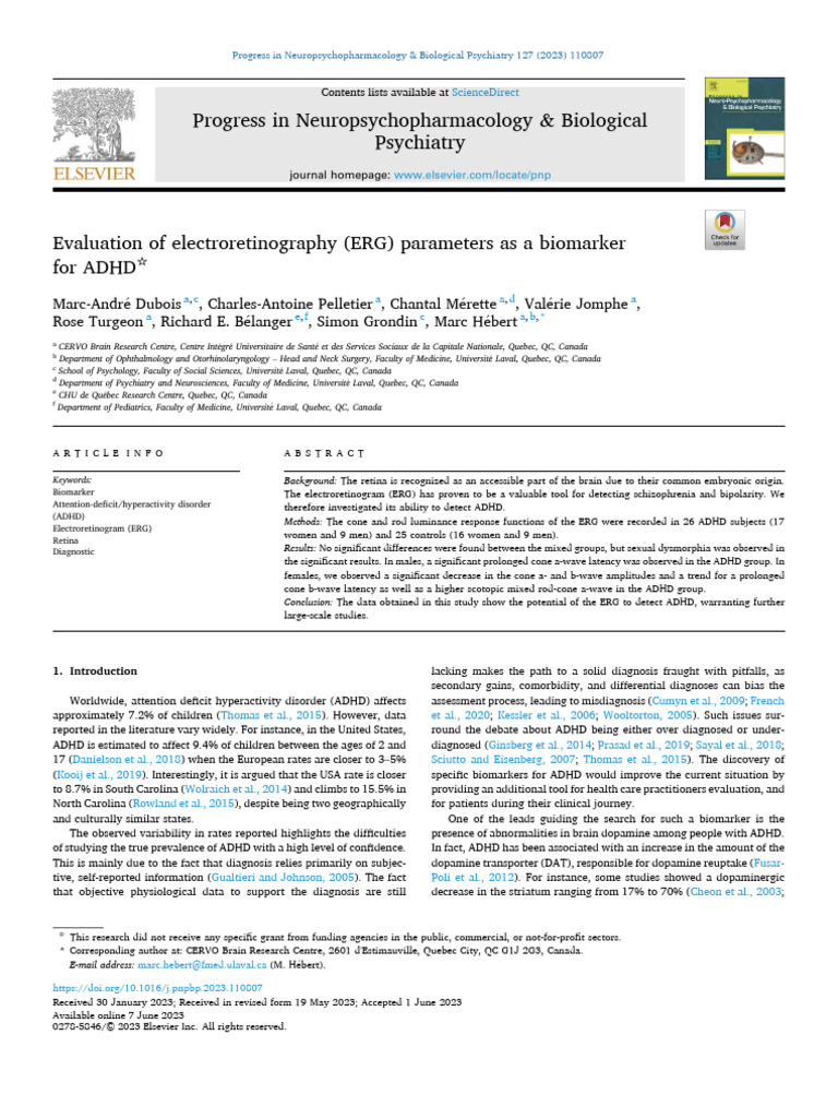 Evaluation of Electroretinography ERG Parameters As A Biomarker | PDF ...