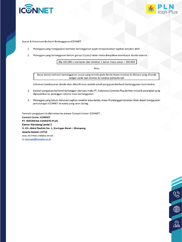 1694838821formulir Berhenti Berlangganan ICONNET | PDF