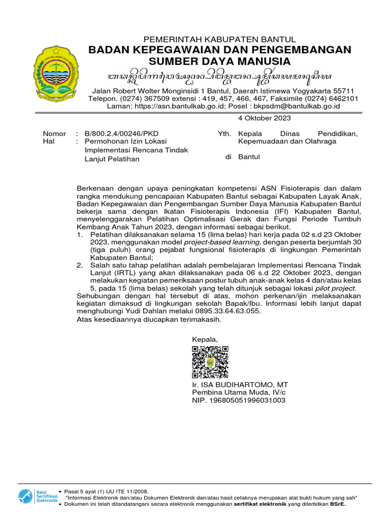 BKPSDM izinlocusRTLIFI | PDF