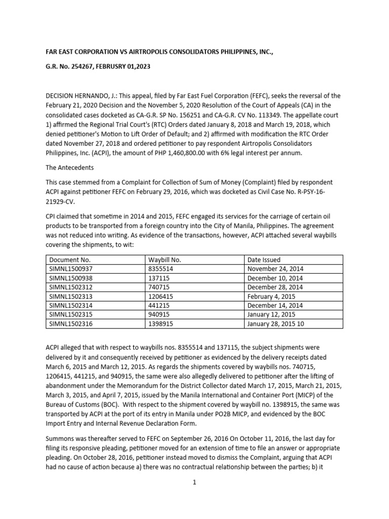 FAR EAST CORPORATION VS AIRTROPOLIS CONSOLIDATORS PHILIPPINES - Full Text | PDF | Default ...