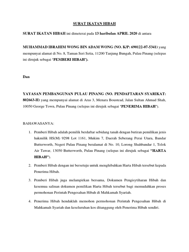 1.2 Surat Ikatan Hibah | PDF