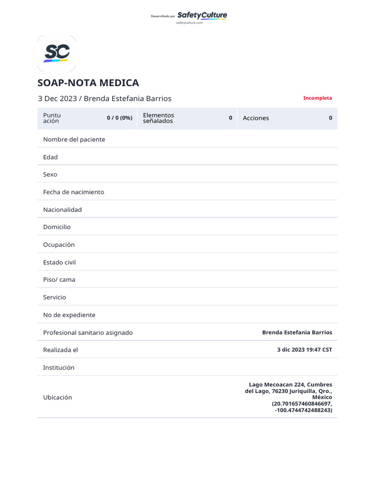 Formato SOAP | PDF | Medicina | Especialidades Medicas