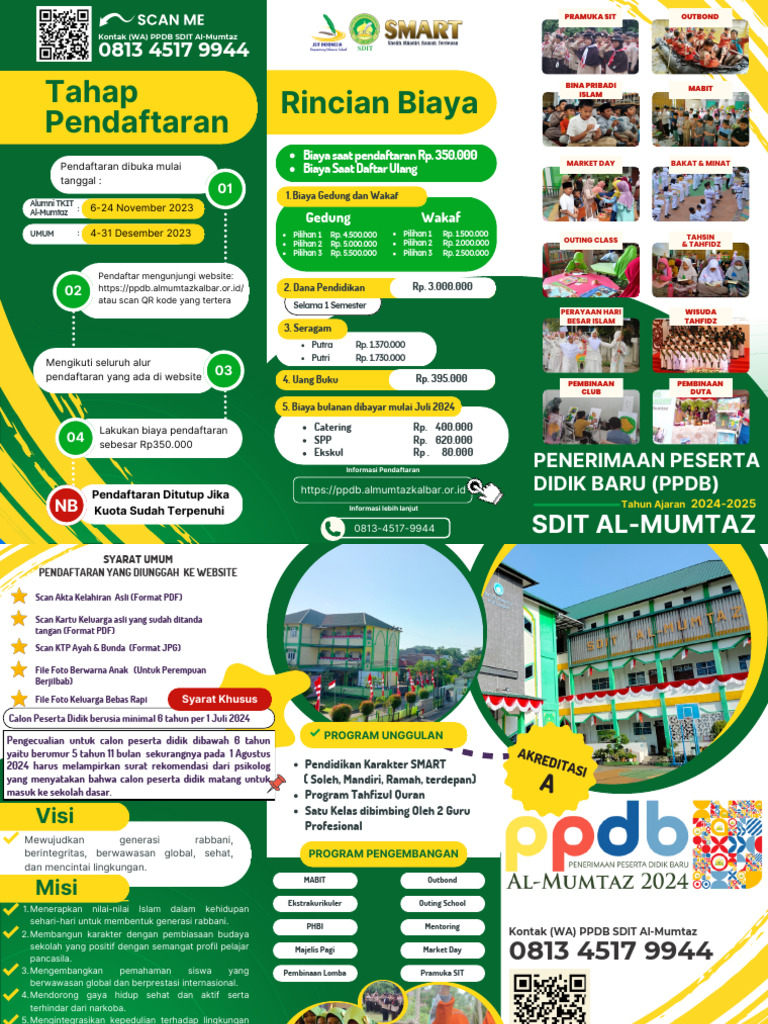 Brosur PPDB SDIT AL-MUMTAZ PONTIANAK 2024 | PDF