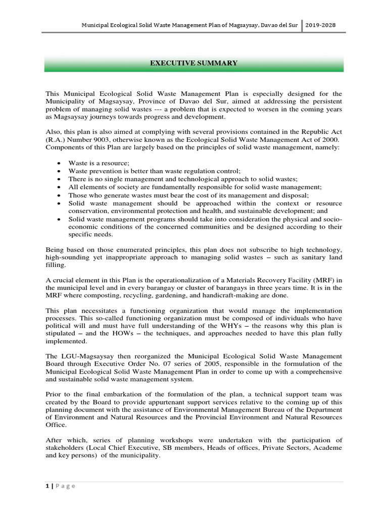 Eswmp 2020 | PDF | Precipitation | Waste Management