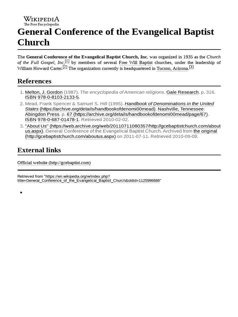 General Conference of Evangelical Baptists | PDF | Politics | Social ...