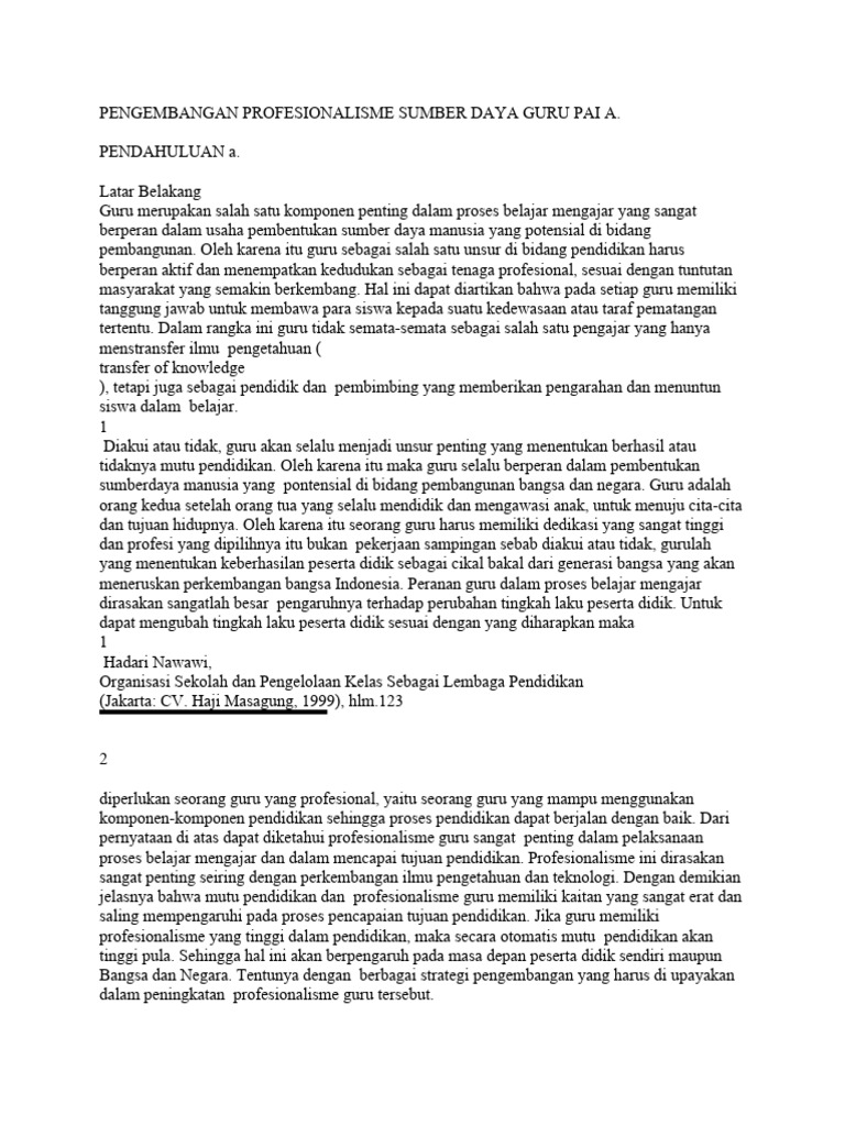 Engembangan Profesionalisme Sumber Daya Guru Pai A | PDF | Karier & Perkembangan | Pengembangan Diri