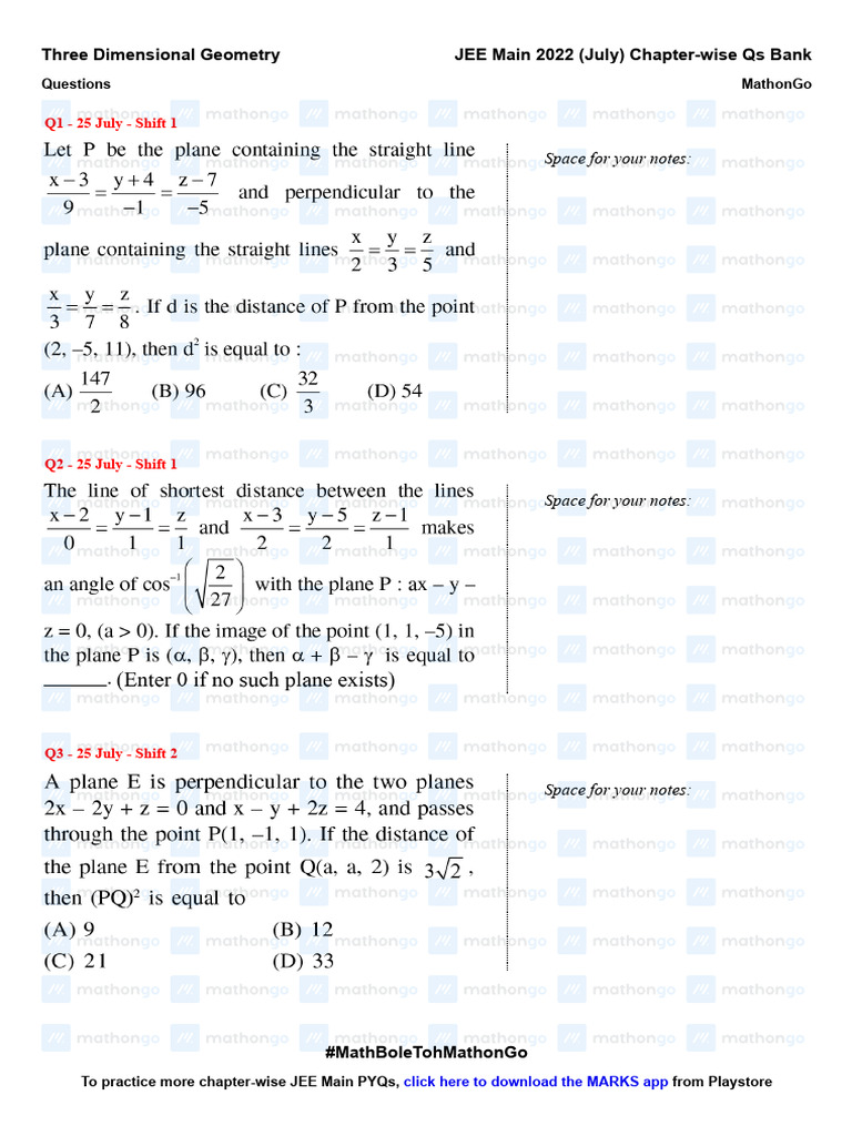 Three Dimensional Geometry | PDF | Mathematics | Geometry