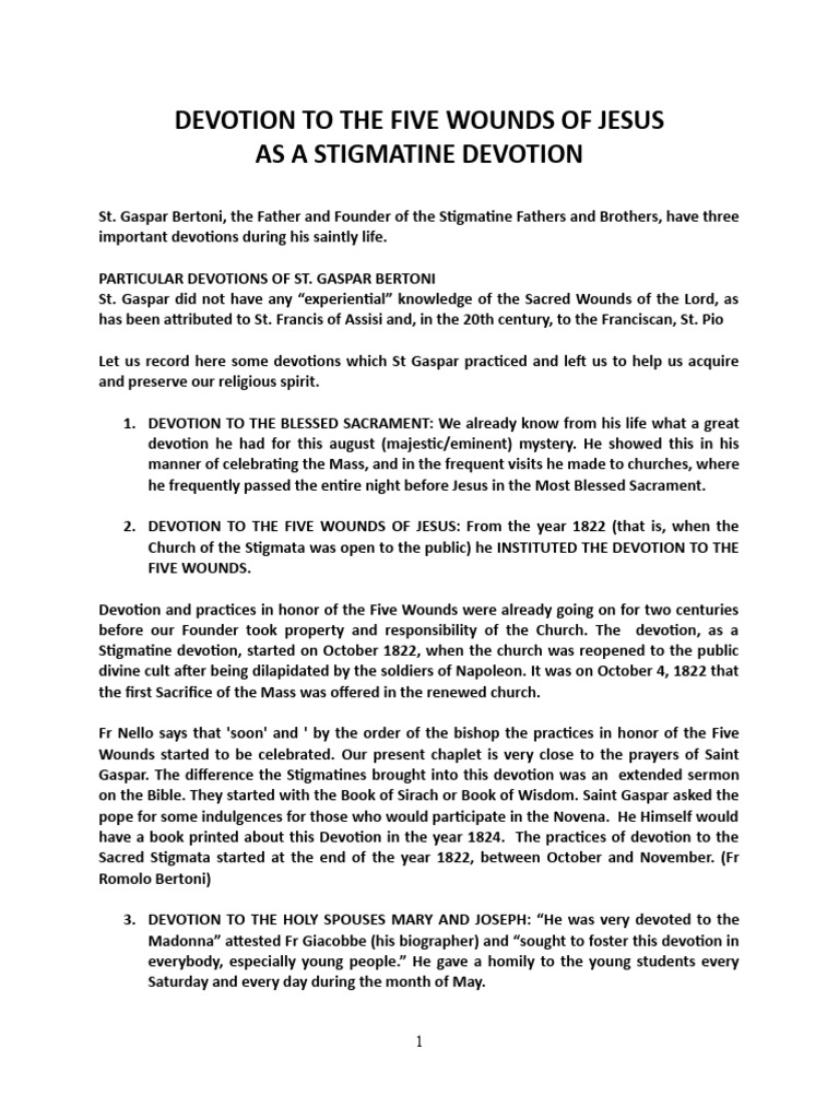 Devotion To The Five Wounds | PDF | Catholic Church | Christian Worship ...