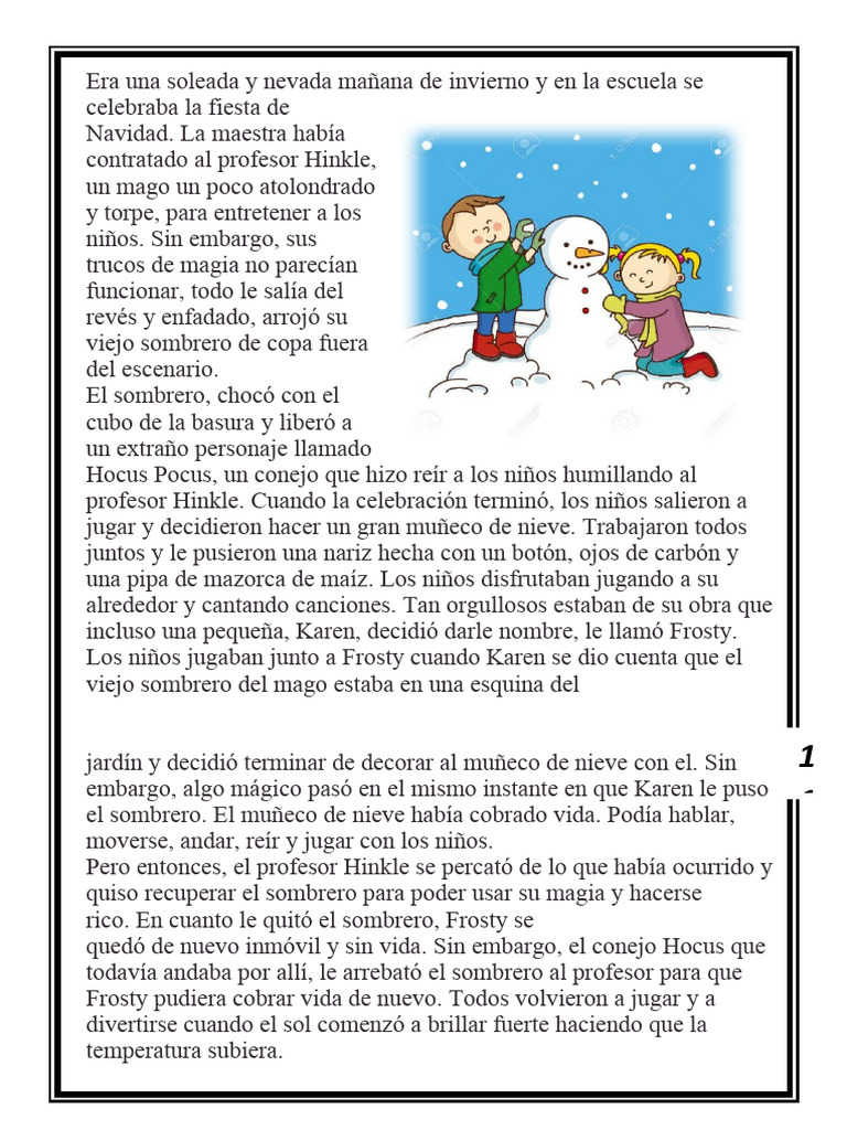 CUENTO 3 - FROSTY ,EL MUÑECO DE NIEVE | PDF | Papá Noel | Nieve
