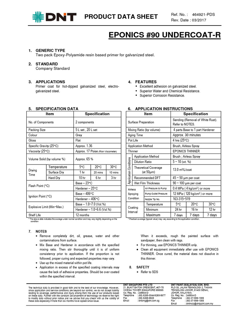 Tds DNT Eponics #90uc-R | Download Free PDF | Galvanization | Paint