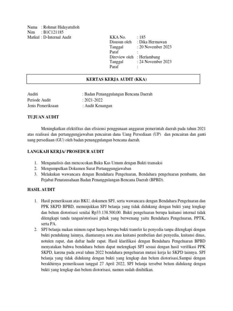 Kertas Kerja Audit | PDF