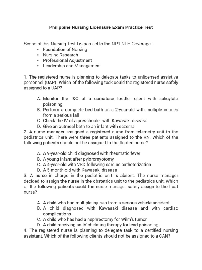 PNLE Practice Test 250 Items With Rationalization | PDF | Nursing ...