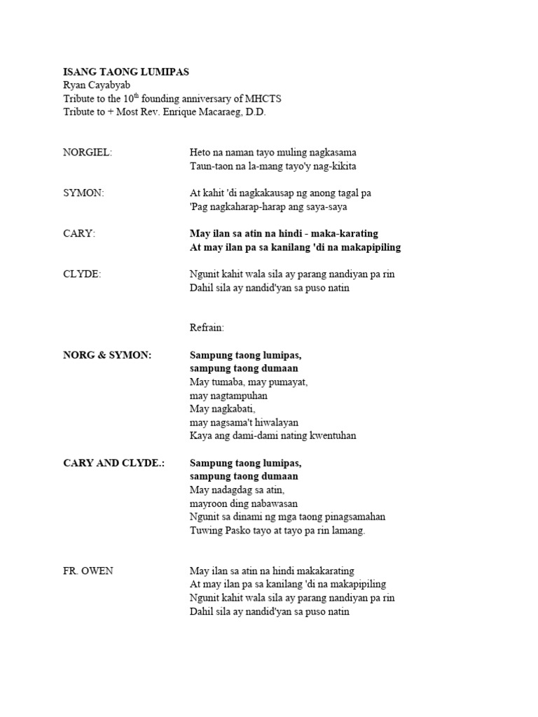 Isang Taong Lumipas | PDF