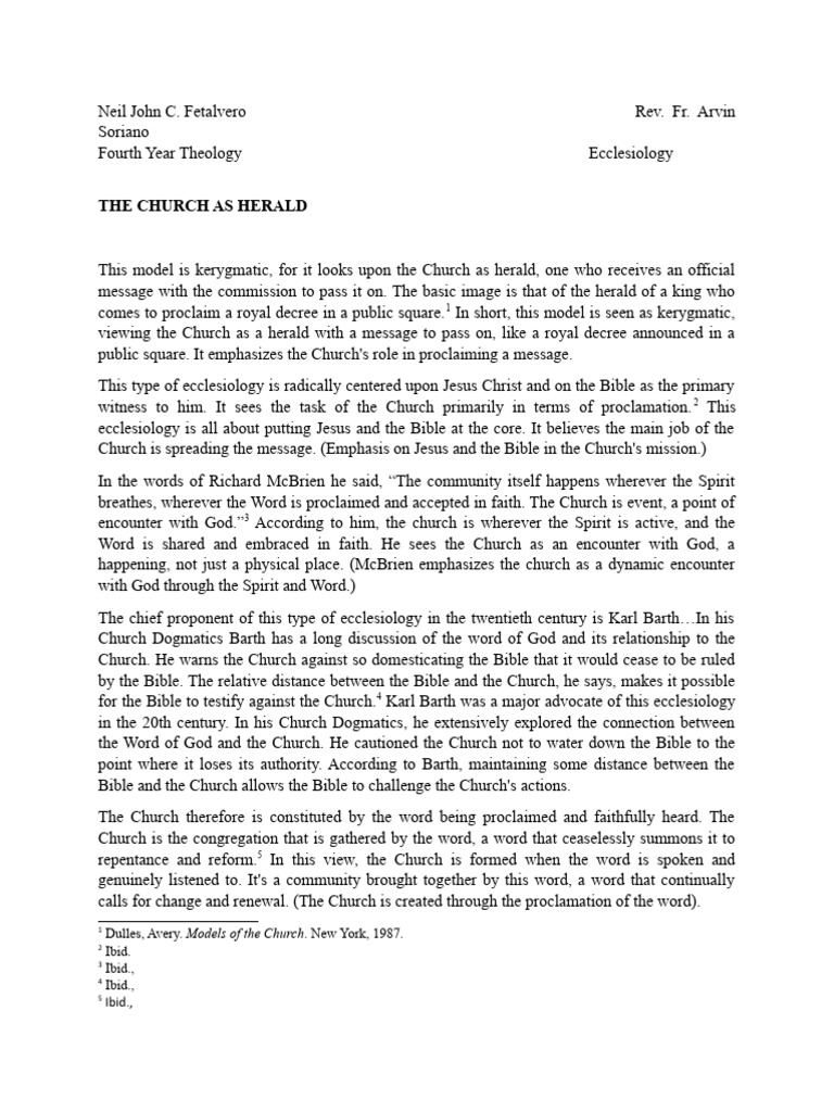 The Church As Herald and Servant | PDF | Jesus | Ecclesiology