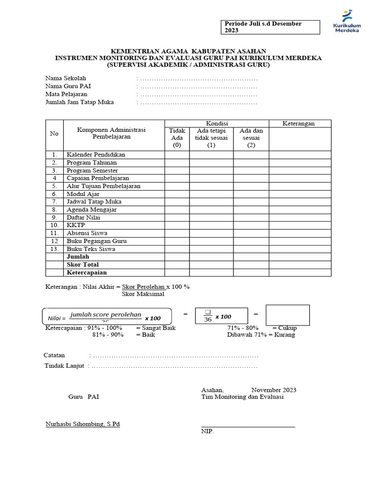 Instrumen Monev Kumer | PDF